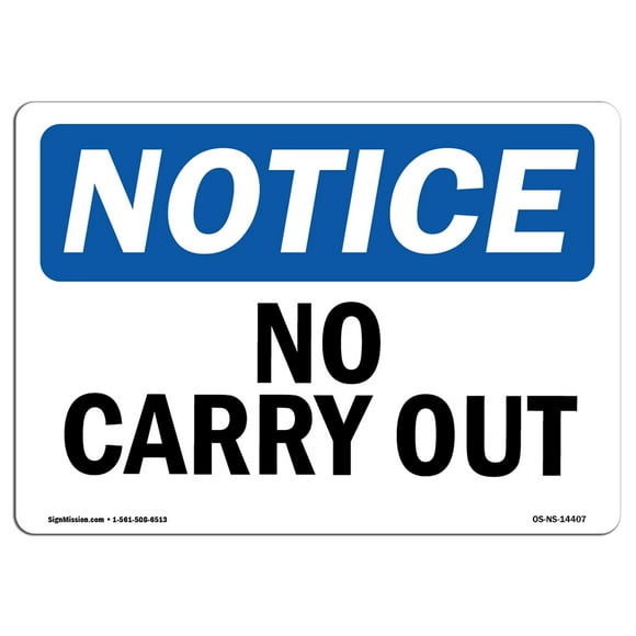 Carry Out Only Sign