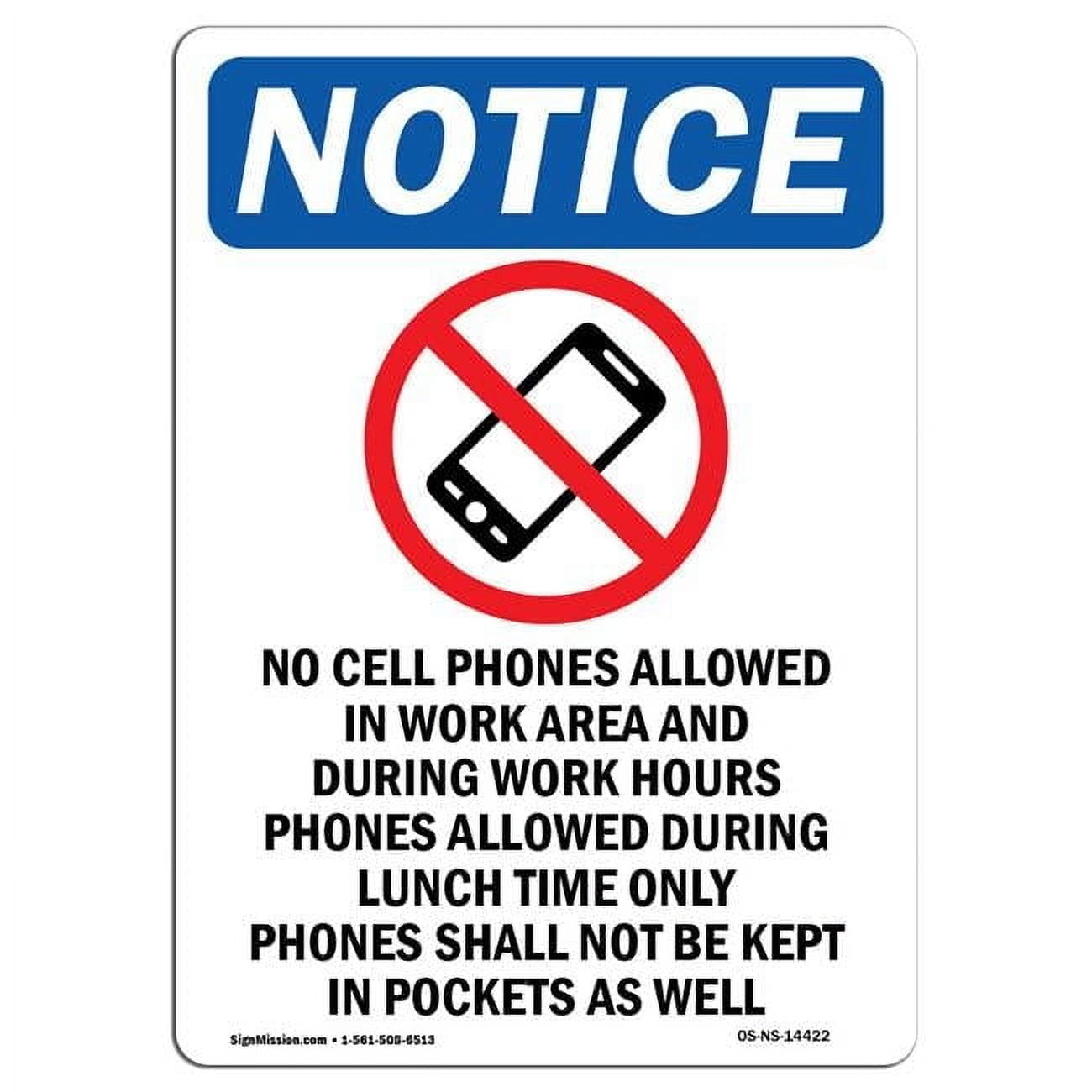 OSHA Notice Sign - No Cell Phones Allowed Sign with Symbol - Walmart.com