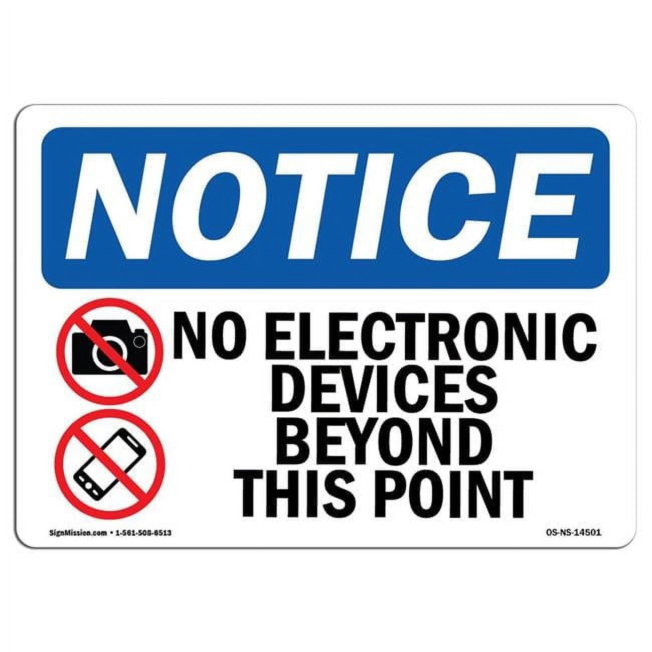 OSHA Notice Sign - No Electronic Devices Beyond with Symbol - Walmart.com