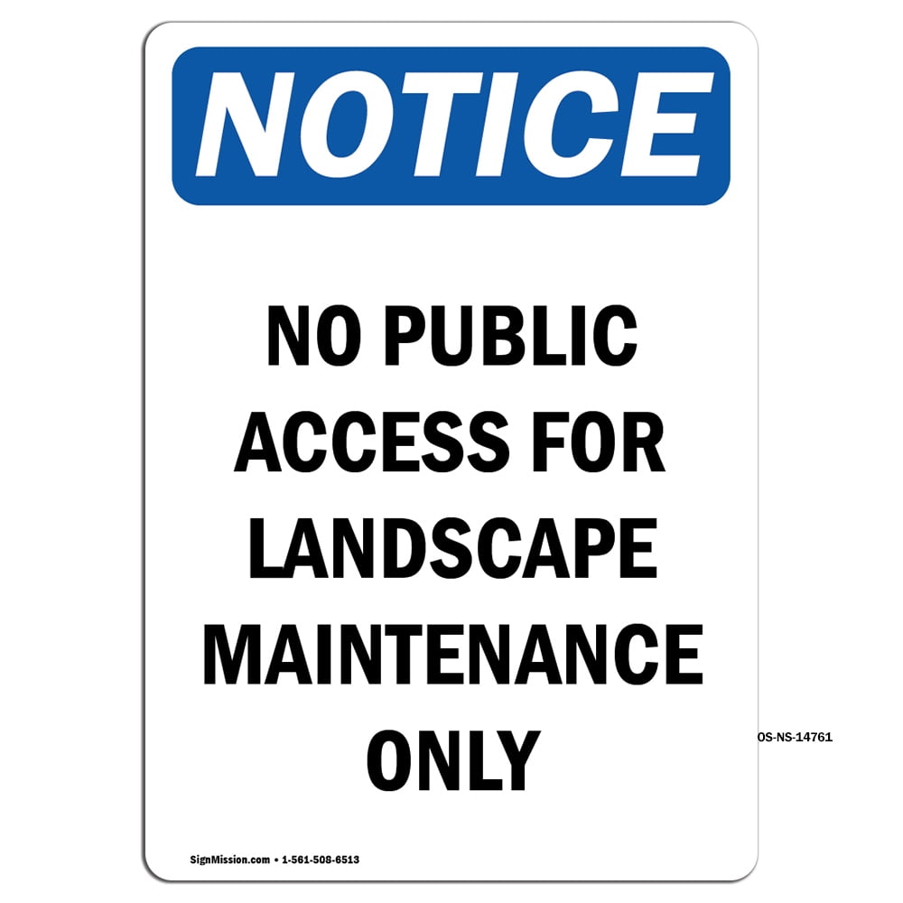 OSHA Notice Sign - No Public Access For Landscape | Plastic Sign ...