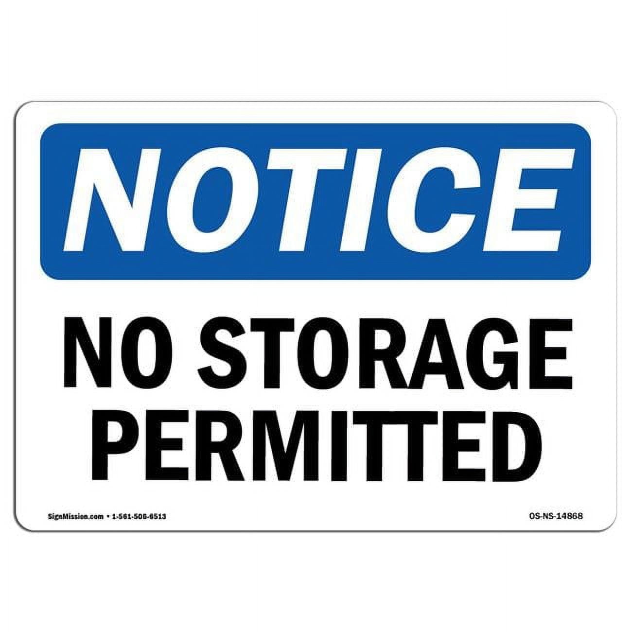 OSHA Notice Sign - No Storage Permitted - Walmart.com
