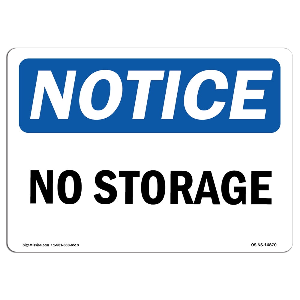 OSHA Notice Sign - No Storage | Plastic Sign | Protect Your Business ...