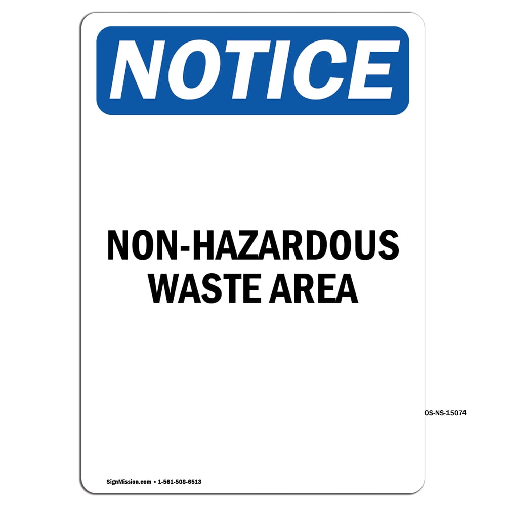 OSHA Notice Sign - Non-Hazardous Waste Area | Plastic Sign | Protect ...