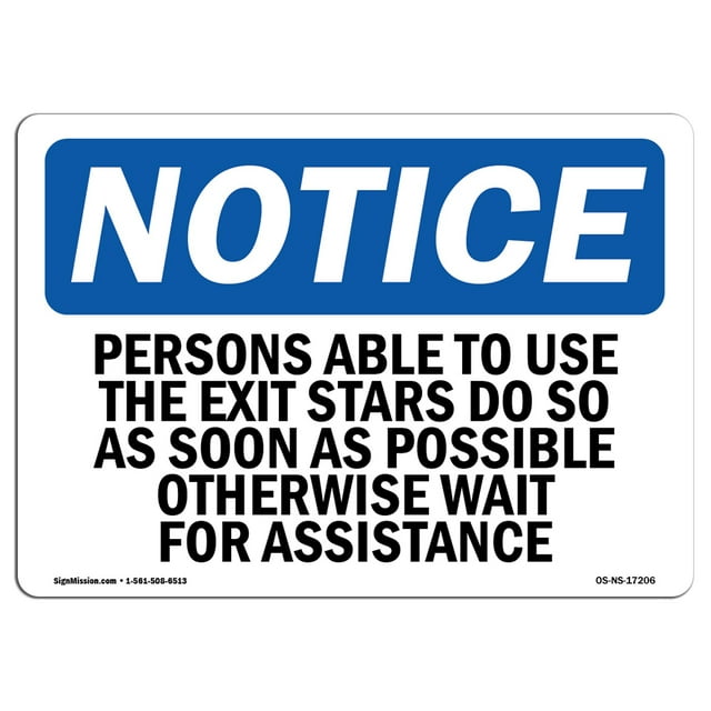OSHA Notice Sign - Persons Able To Use The Exit Stair Do So | Plastic ...