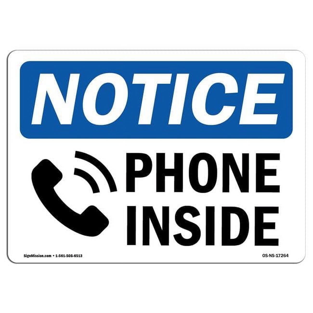 OSHA Notice Sign - Phone Inside Sign with Symbol - Walmart.com