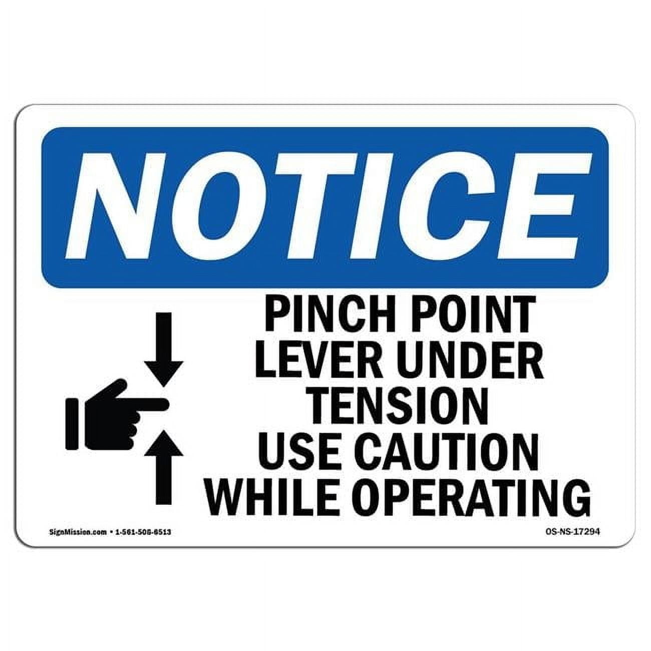 OSHA Notice Sign - Pinch Point Lever Under Tension with Symbol ...