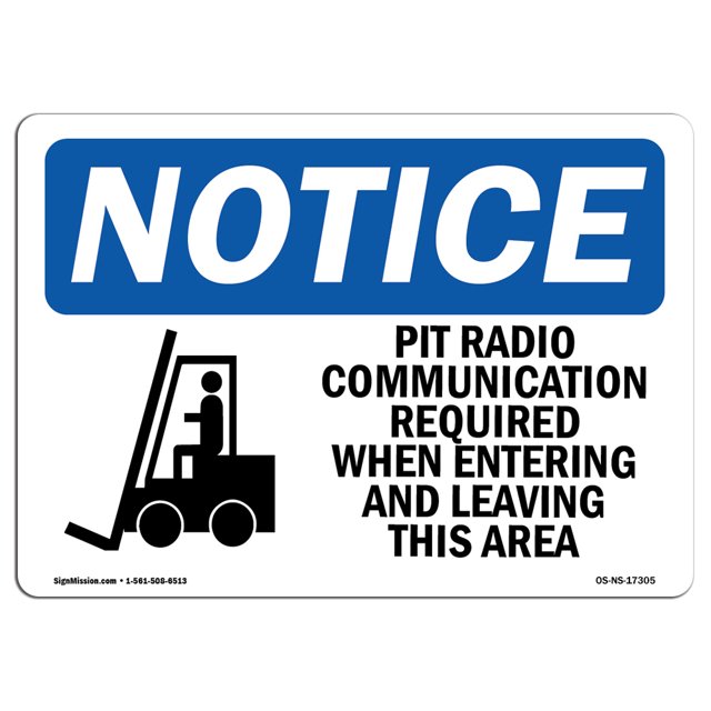 OSHA Notice Sign - Pit Radio Communication Required Sign With Symbol ...