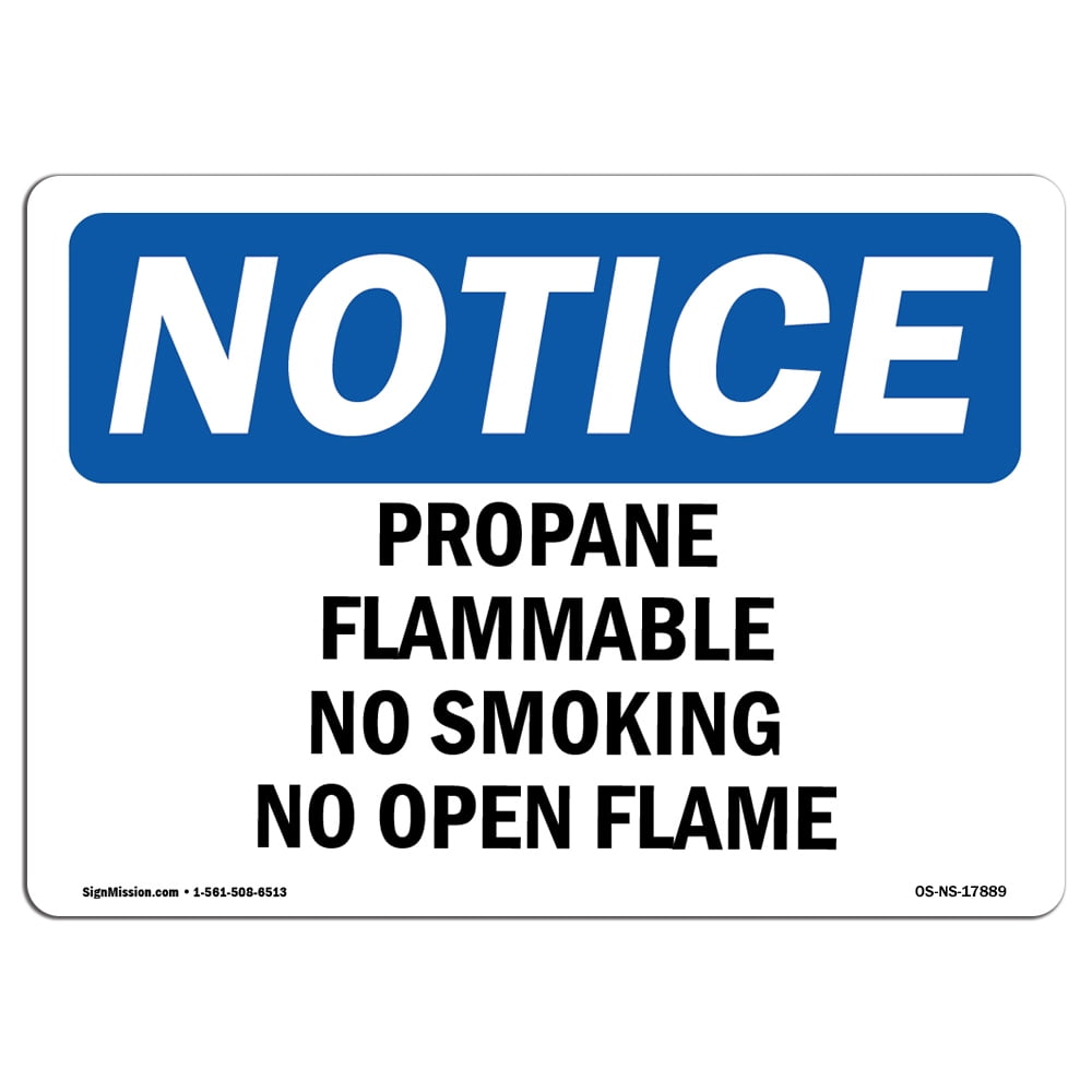 OSHA Notice Sign - Propane Flammable No Smoking No Open Flame | Plastic ...
