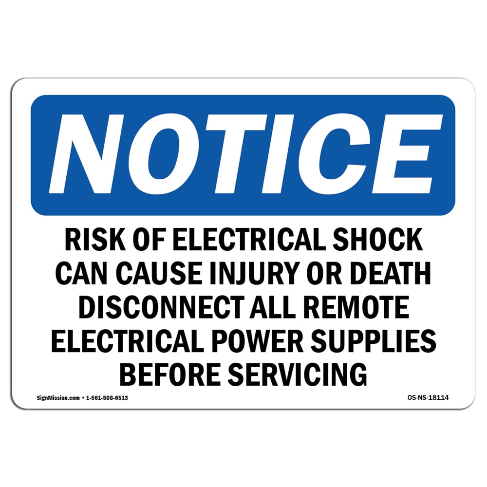 OSHA Notice Sign - Risk Of Electrical Shock Can Cause Injury | Plastic ...