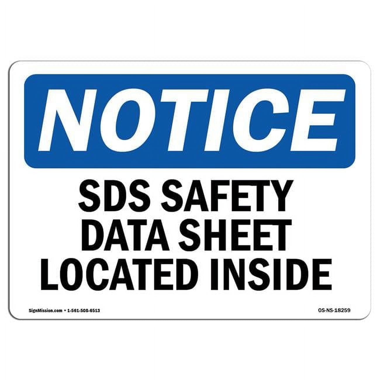 OSHA Notice Sign - SDS Safety Data Sheet Located Inside - Walmart.com