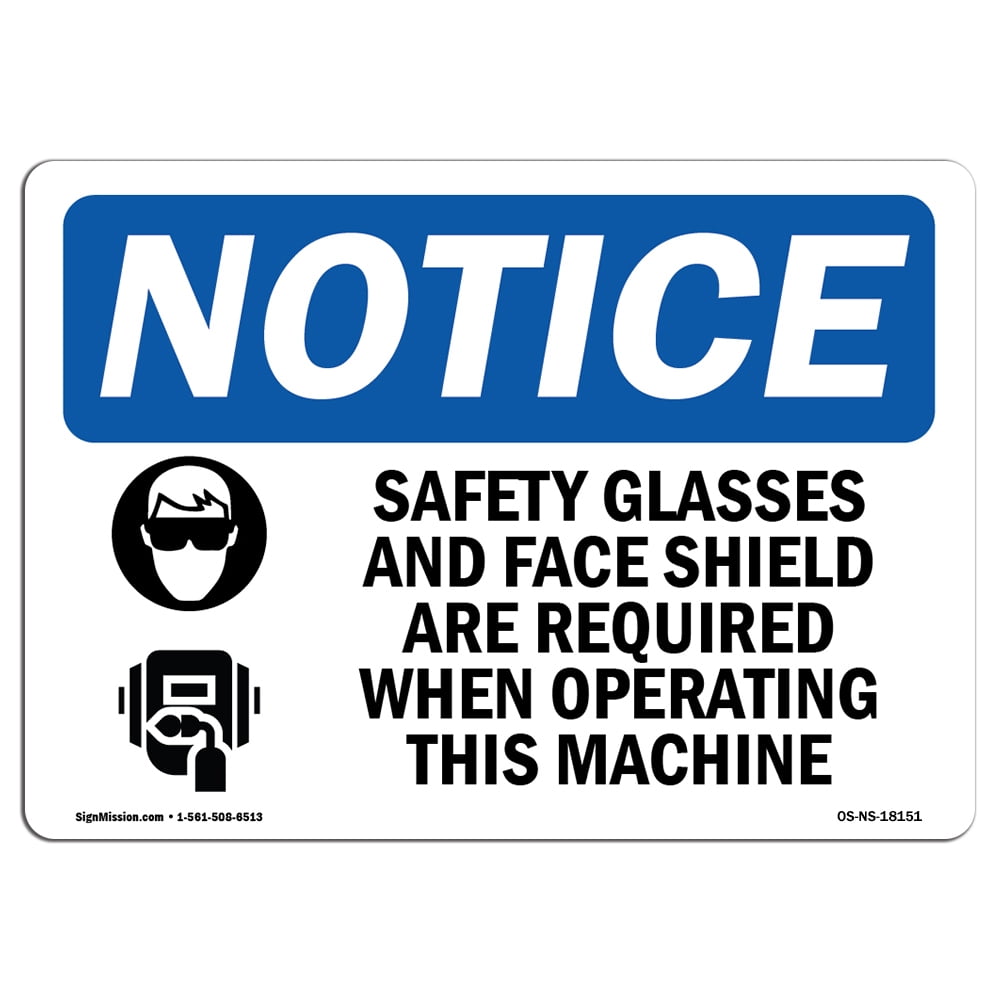 OSHA Notice Sign - Safety Glasses And Face Shield | Plastic Sign ...