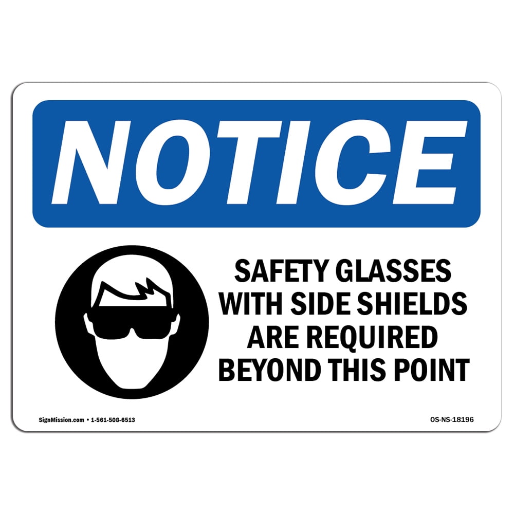 OSHA Notice Sign - Safety Glasses With Side Shields | Plastic Sign ...