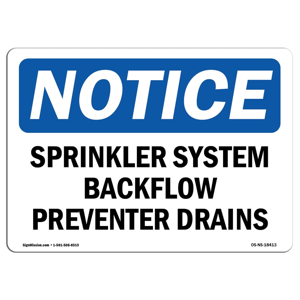 OSHA Notice Sign - Sprinkler System Backflow Preventer Drains | Plastic ...