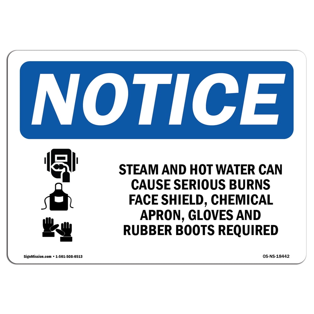 OSHA Notice Sign - Steam And Hot Water Can Cause Sign With Symbol ...