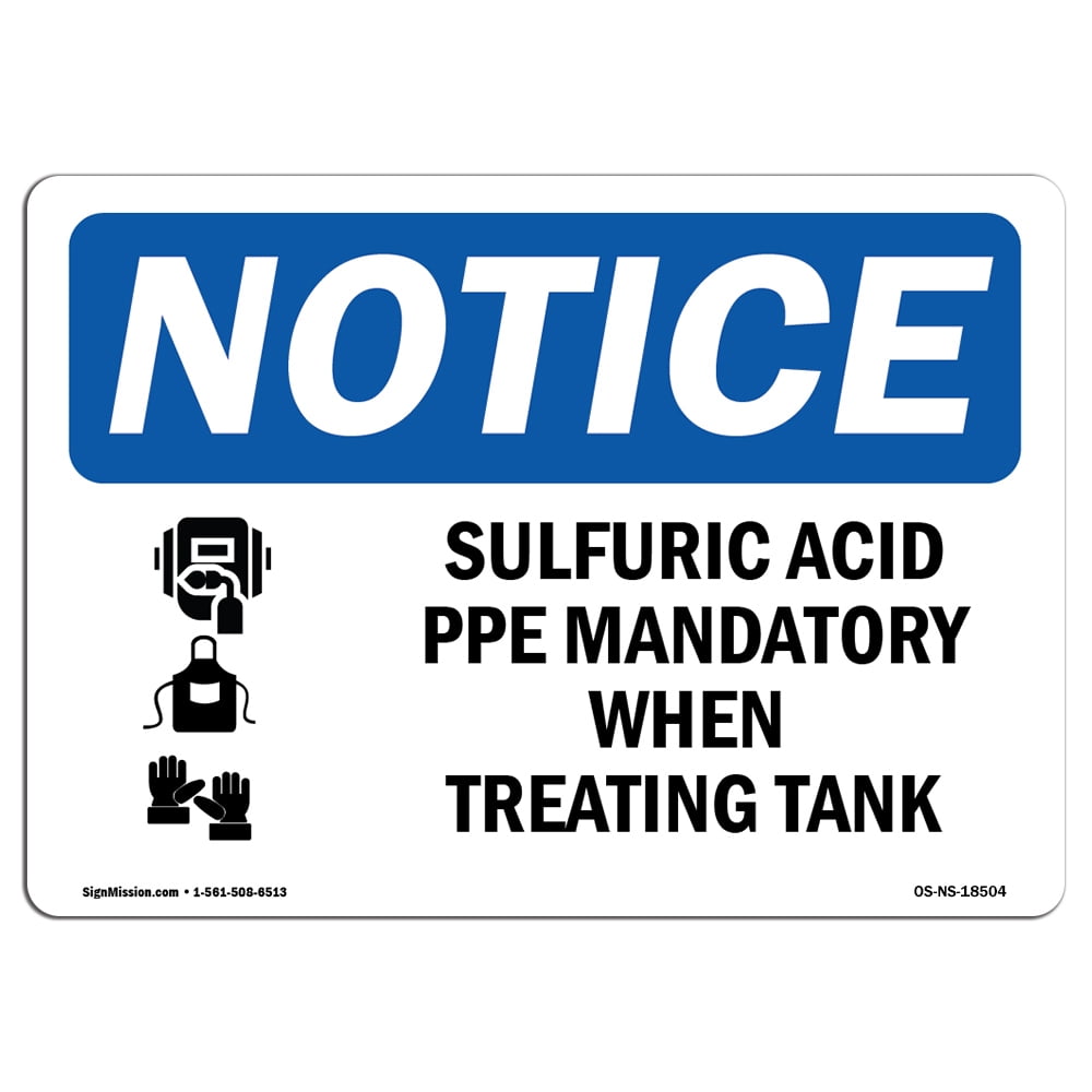 OSHA Notice Sign - Sulfuric Acid PPE Mandatory Sign With Symbol | Decal ...