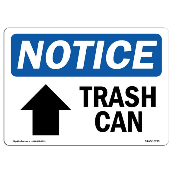 OSHA Notice Sign - Trash Can [Up Arrow] Sign With Symbol | Decal ...