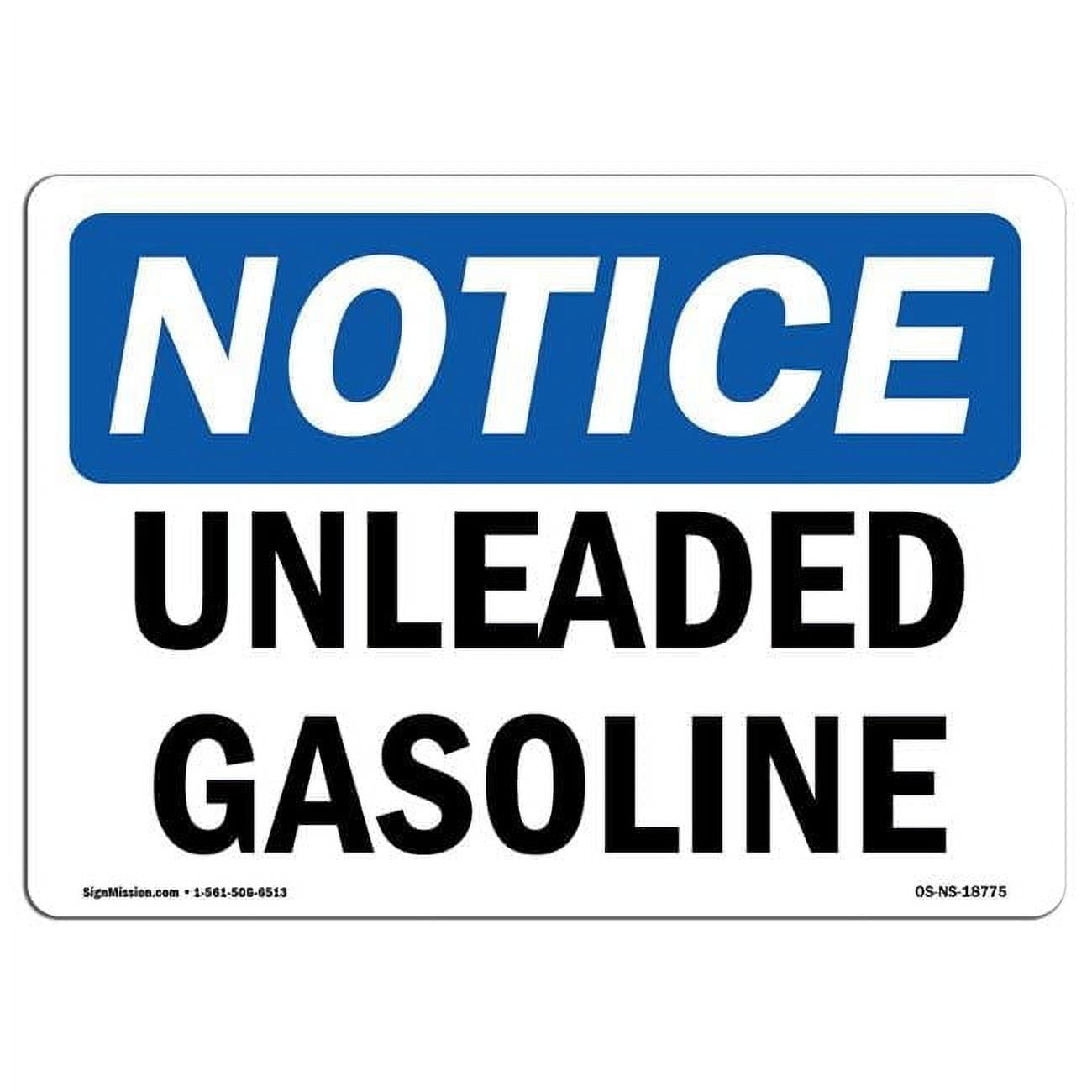 OSHA Notice Sign - Unleaded Gasoline Sign - Walmart.com