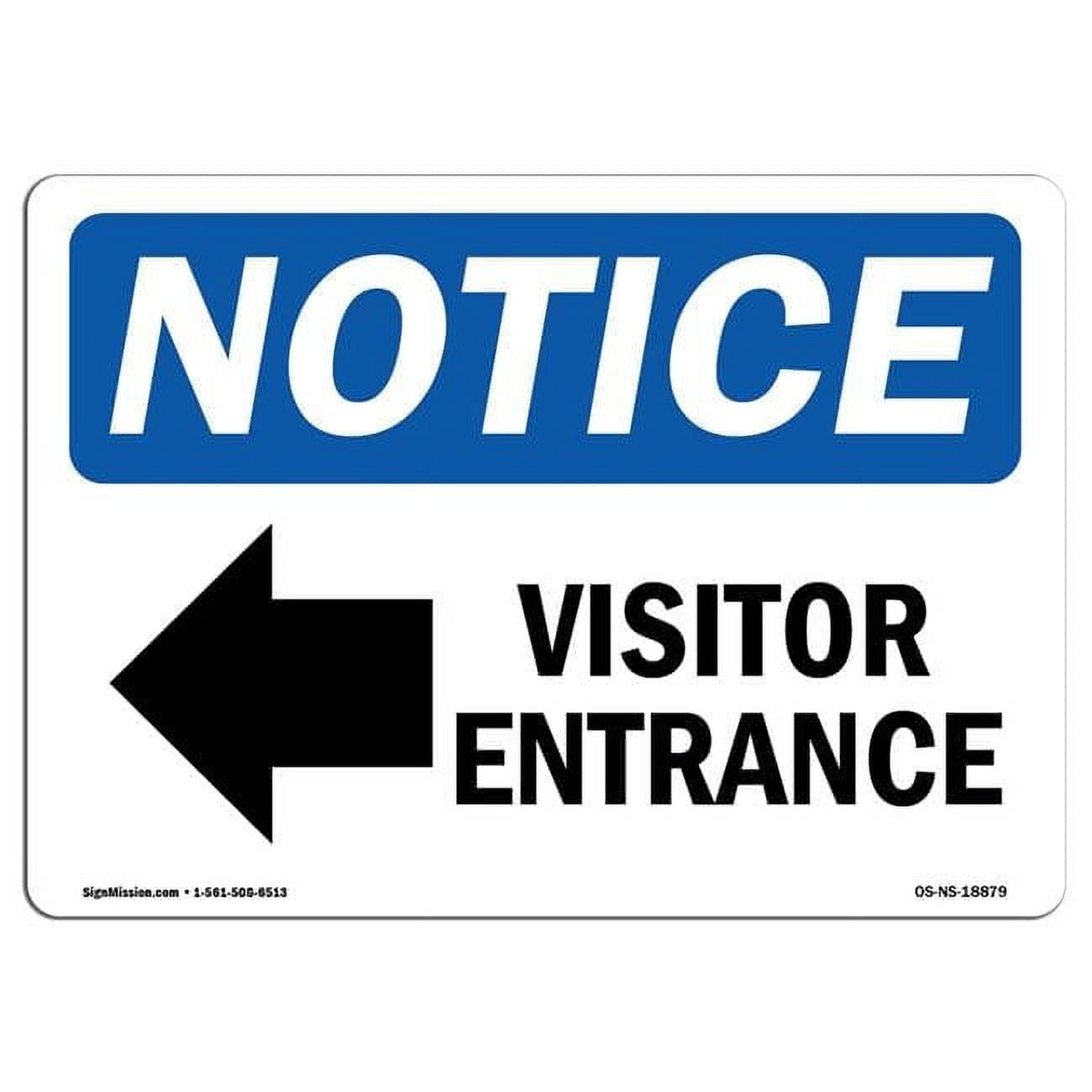 OSHA Notice Sign - Visitor Entrance-Left Arrow Sign with Symbol ...