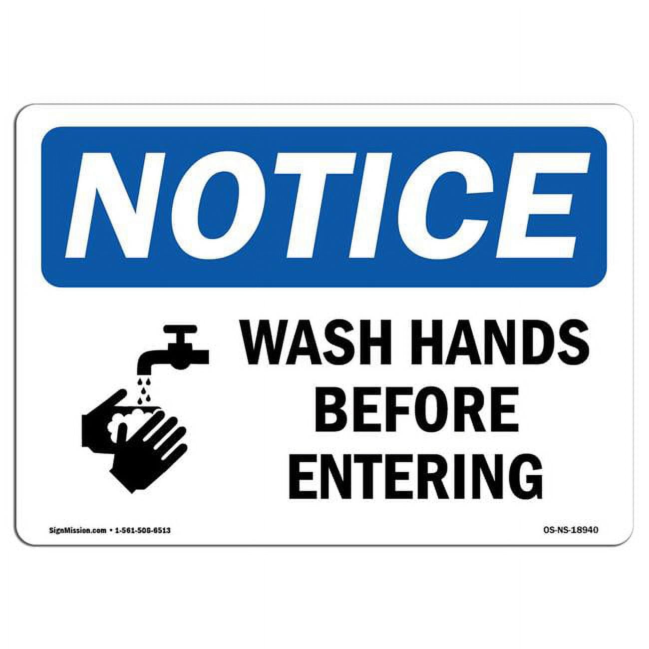 OSHA Notice Sign - Wash Hands Before Entering Sign with Symbol ...