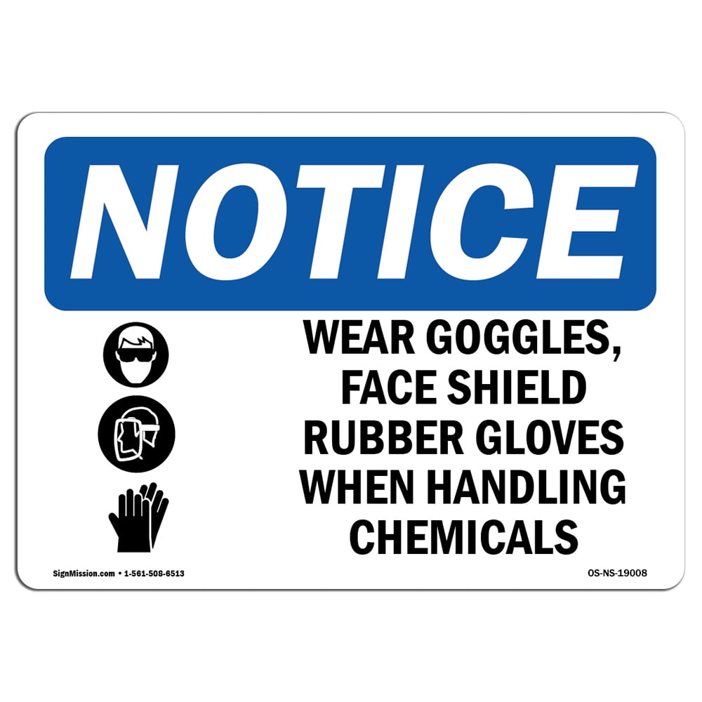 OSHA Notice Sign - Wear Goggles Face Shield & Sign With Symbol | Decal ...