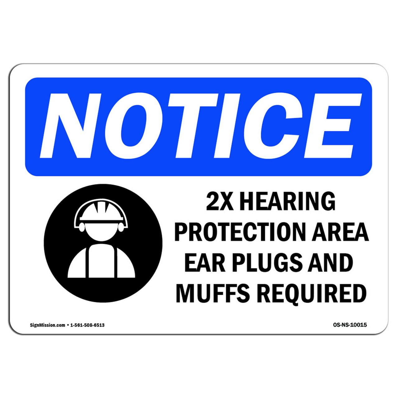 OSHA Notice Signs - 2X Hearing Protection Area Ear Sign With Symbol ...
