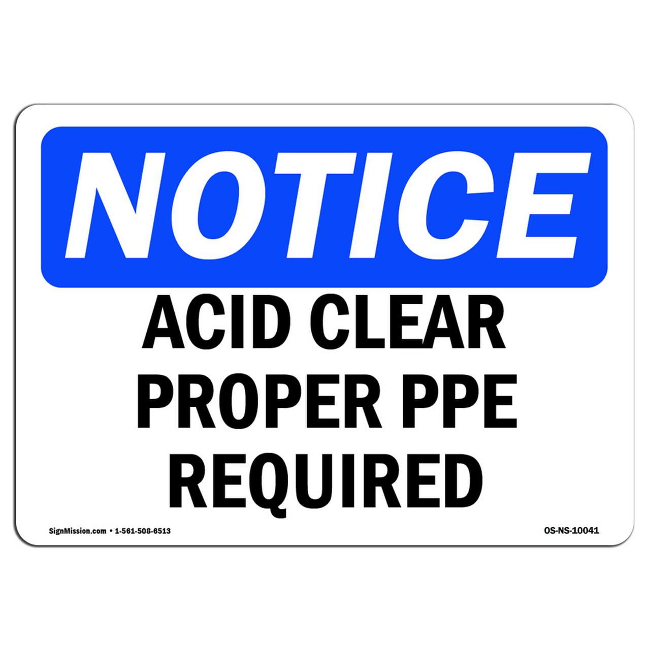 OSHA Notice Signs - Acid Cleaner Proper PPE Required Sign | Extremely ...