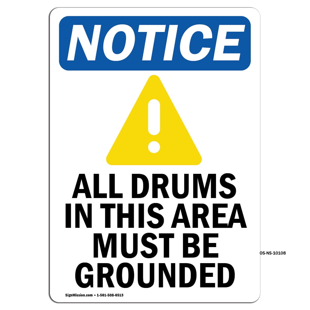 OSHA Notice Signs - All Drums In This Area Sign With Symbol | Decal ...
