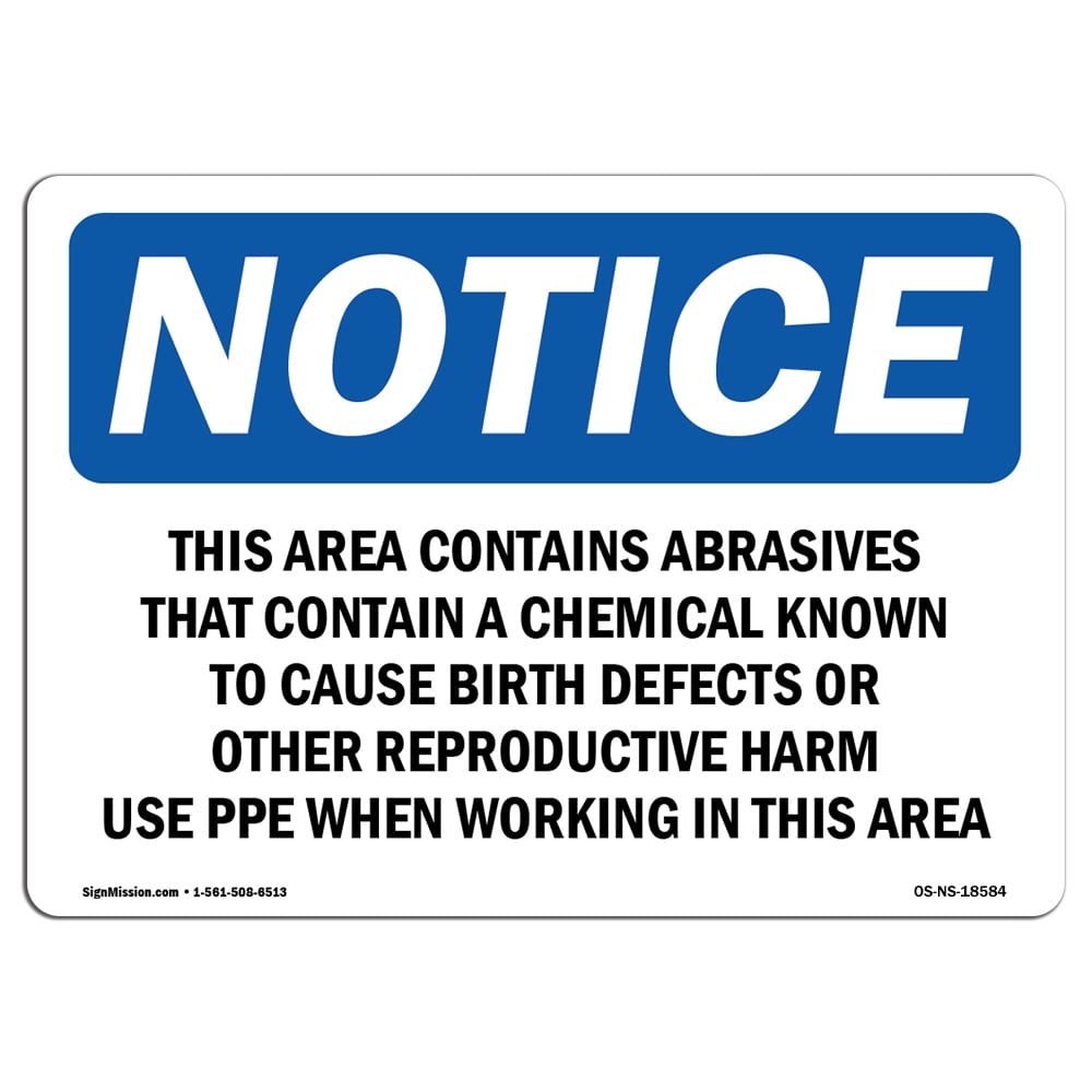 OSHA Notice Signs - This Area Contains Abrasives That Contain Sign ...