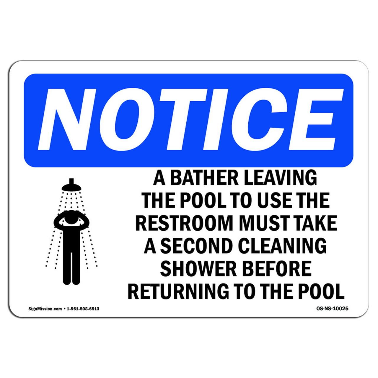 OSHA Notice Signs - A Bather Leaving The Pool To Sign With Symbol ...