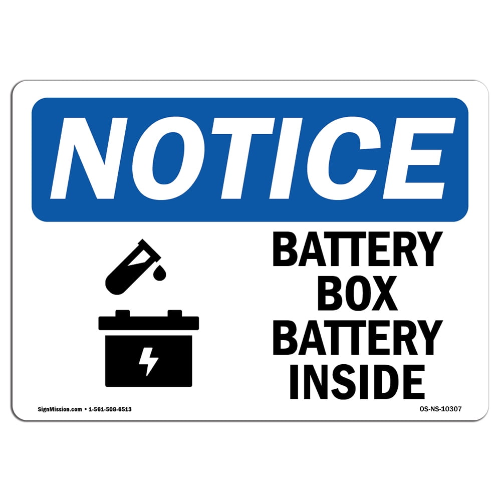 OSHA Notice Signs - Battery Box Battery Inside Sign With Symbol ...
