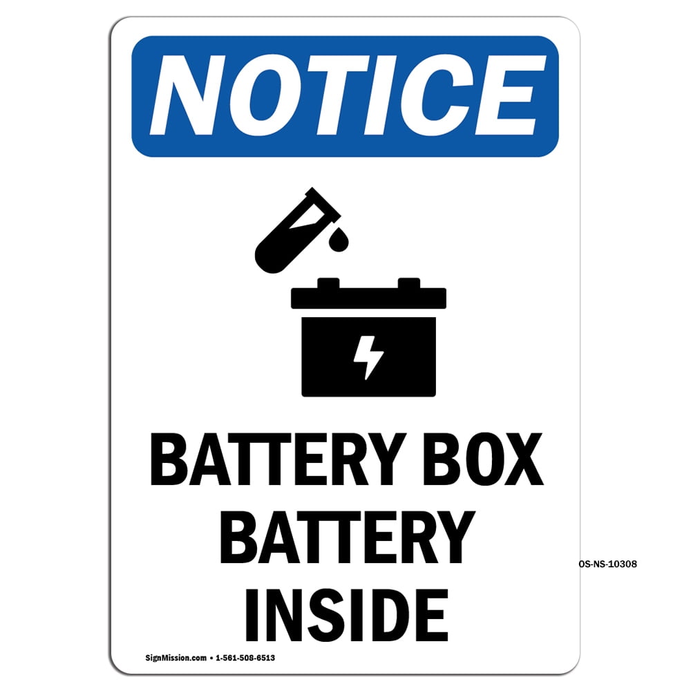 OSHA Notice Signs - Battery Box Battery Inside Sign With Symbol | Decal ...