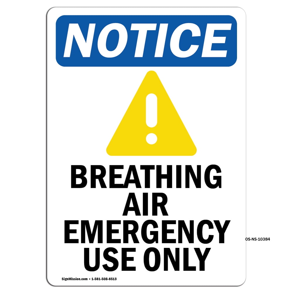 OSHA Notice Signs - Breathing Air Emergency Sign With Symbol ...