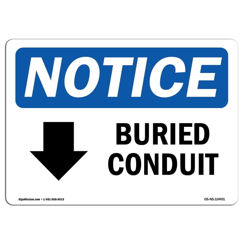OSHA Notice Signs - Buried Conduit [Down Arrow] Sign With Symbol ...