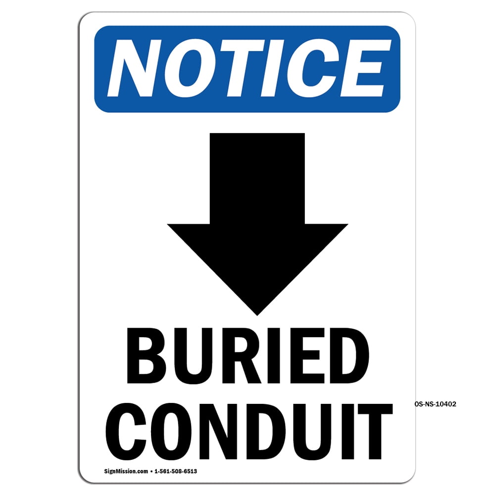 OSHA Notice Signs - Buried Conduit [Down Arrow] Sign With Symbol ...