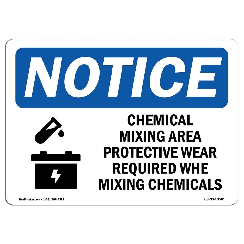 OSHA Notice Signs - Chemical Mixing Area Protective Sign With Symbol ...
