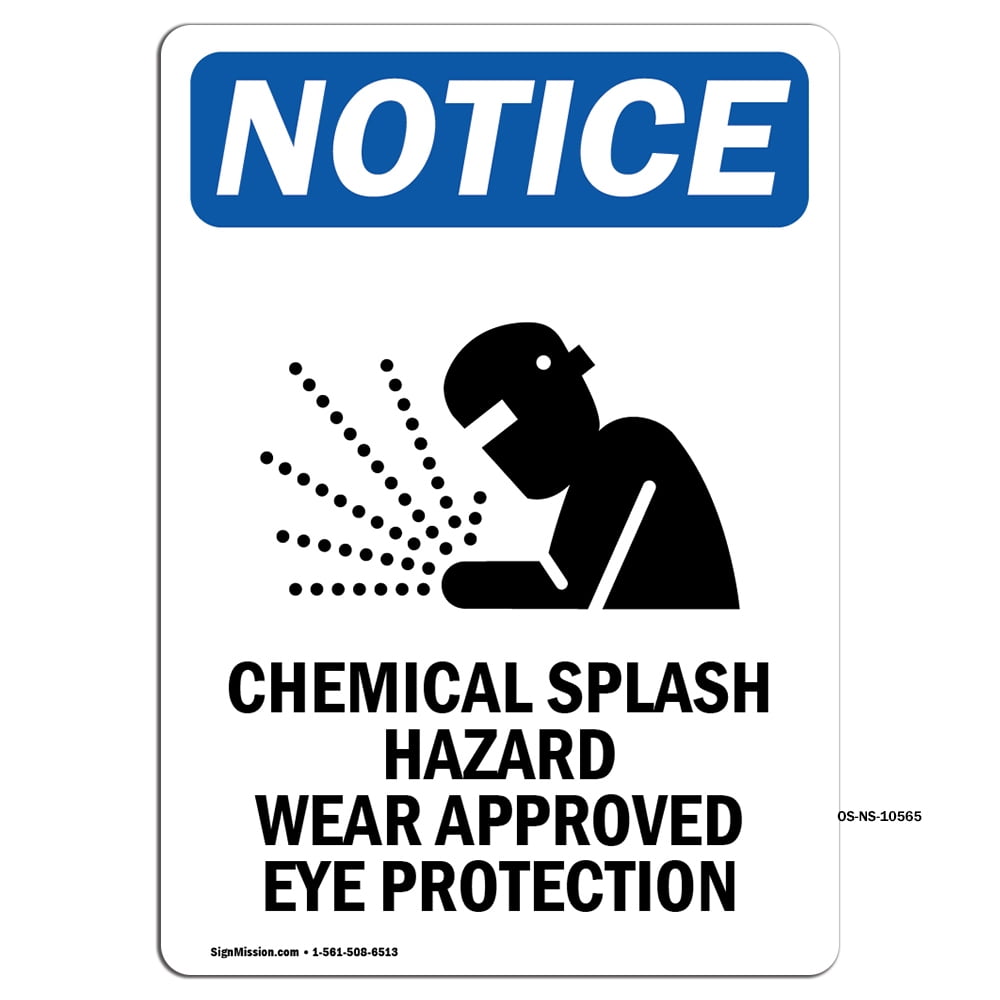 OSHA Notice Signs - Chemical Splash Hazard Sign With Symbol | Decal ...