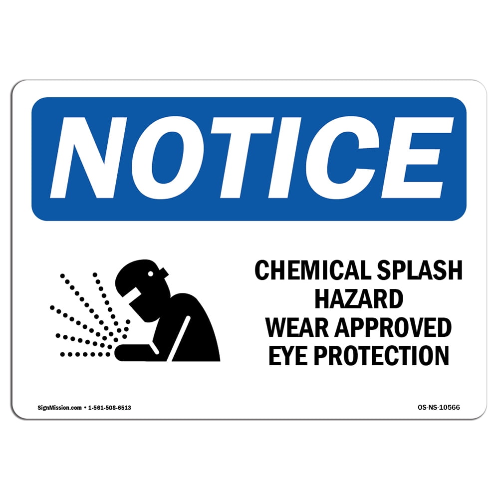 OSHA Notice Signs - Chemical Splash Hazard Wear Sign With Symbol ...