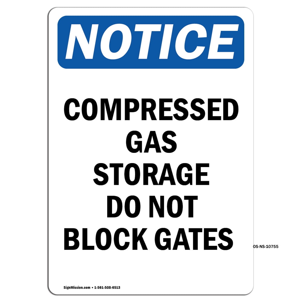 OSHA Notice Signs - Compressed Gas Storage Do Not | Decal | Protect ...