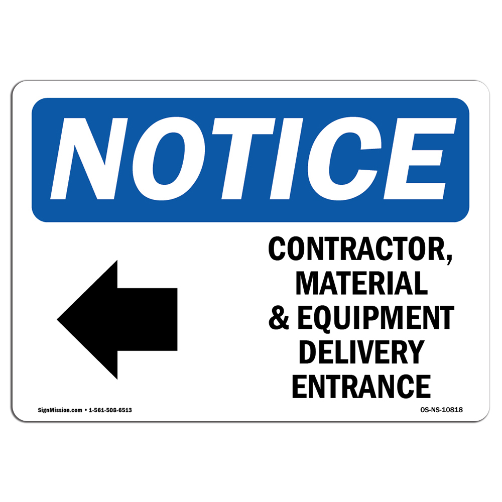 OSHA Notice Signs - Contractor Material And Equipment Sign With Symbol ...