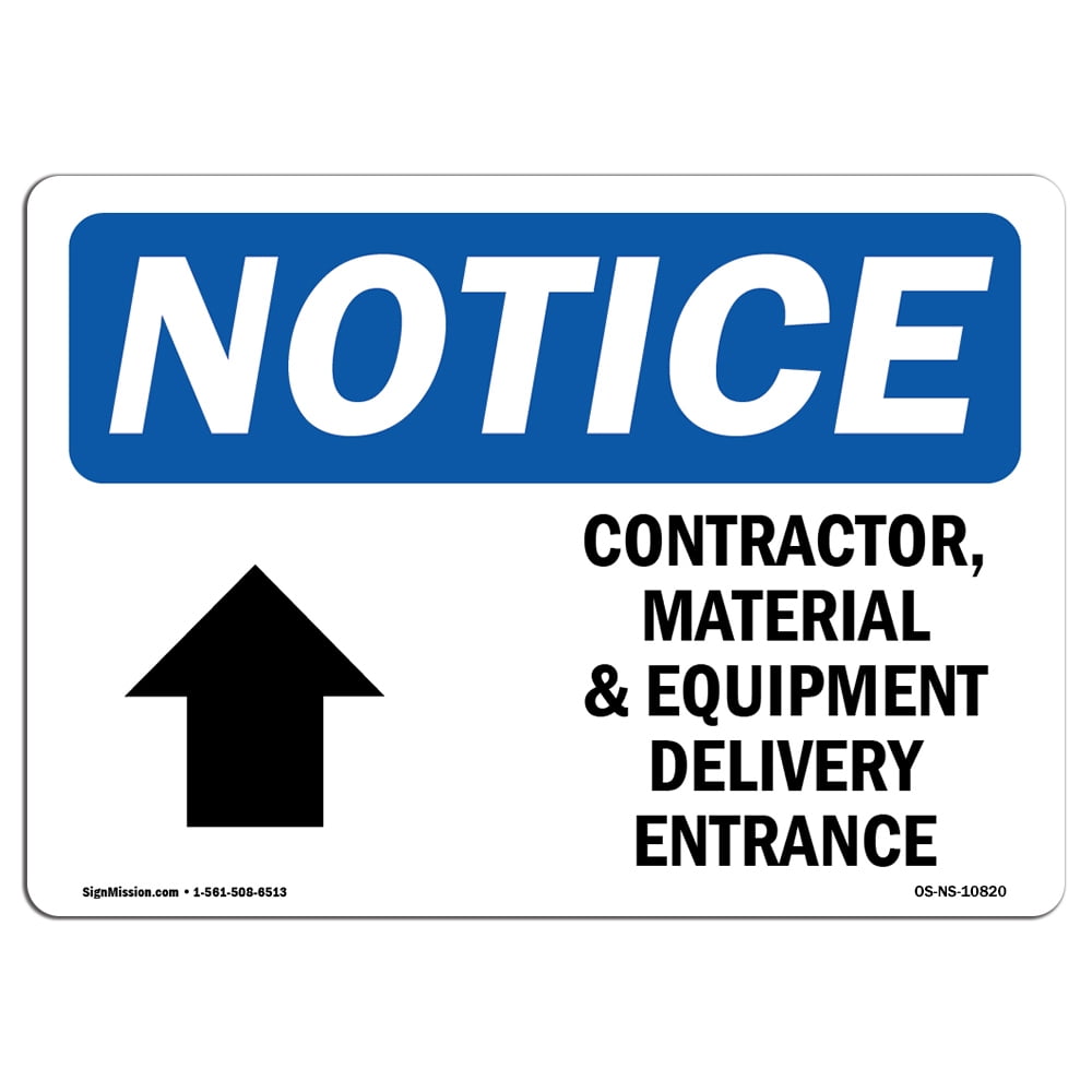 OSHA Notice Signs - Contractor Material And Equipment Sign With Symbol ...