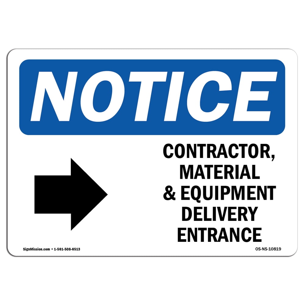 OSHA Notice Signs - Contractor Material And Equipment Sign With Symbol ...