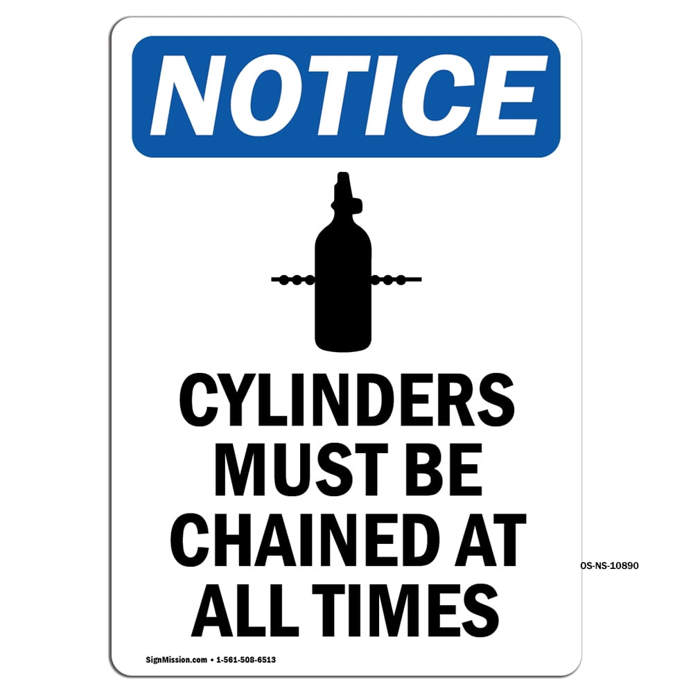 OSHA Notice Signs - Cylinders Must Be Chained Sign With Symbol ...