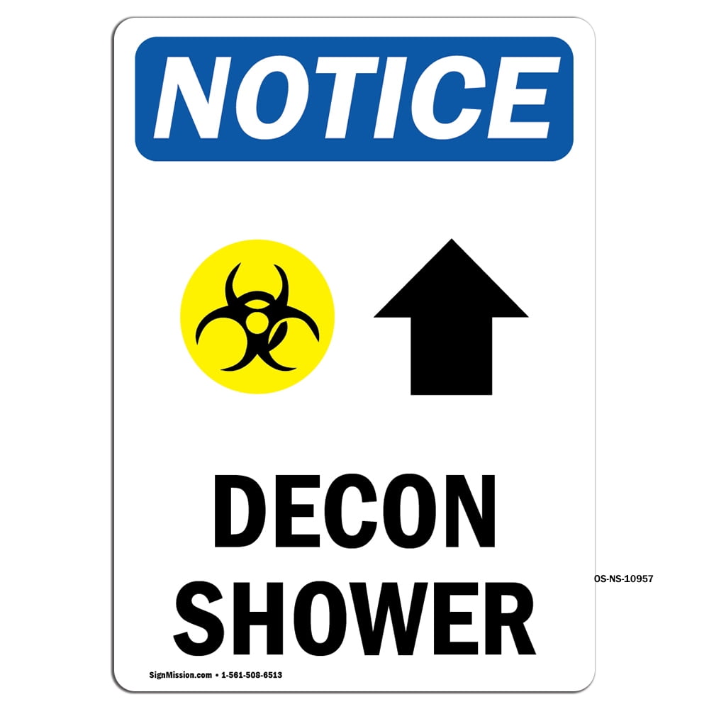 OSHA Notice Signs - Decon Shower [Up Arrow] Sign With Symbol | Decal ...