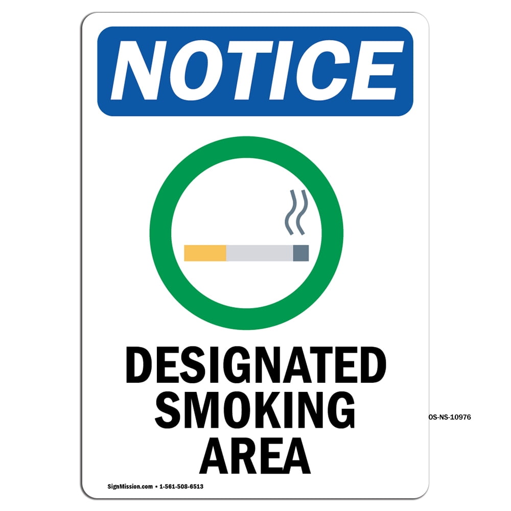 OSHA Notice Signs - Designated Smoking Area Sign With Symbol | Decal ...