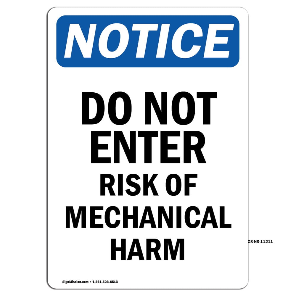OSHA Notice Signs - Do Not Enter Risk Of Mechanical Harm | Decal ...