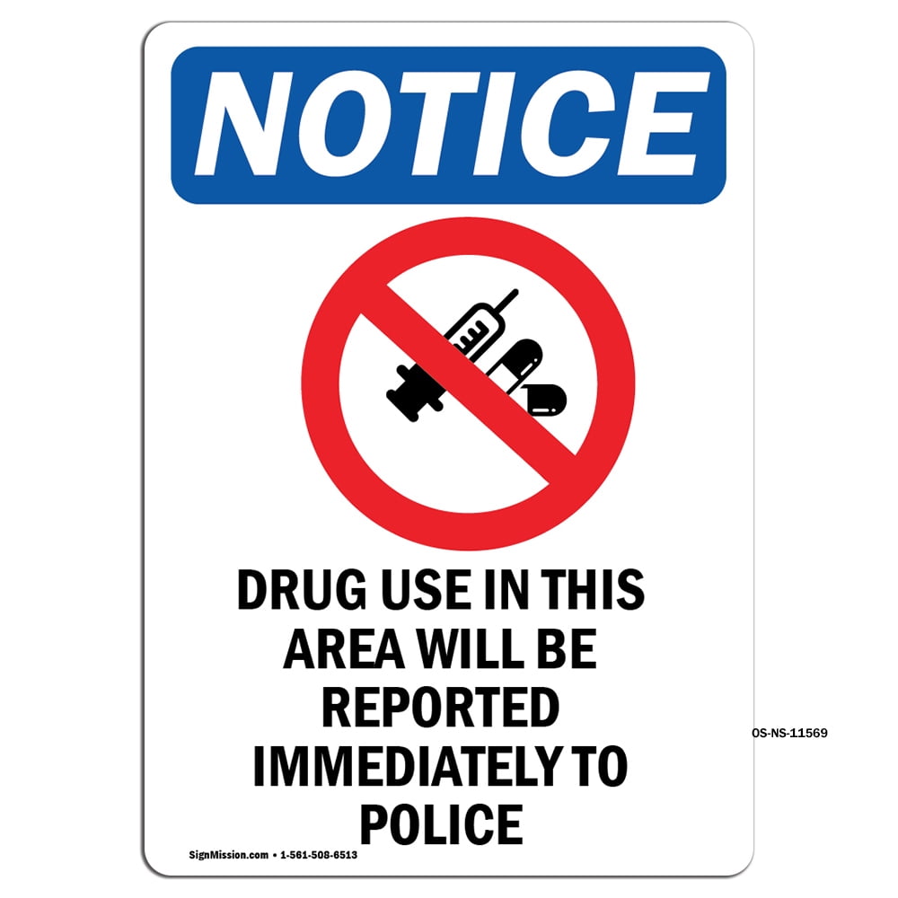 OSHA Notice Signs - Drug Use In This Area Sign With Symbol | Decal ...