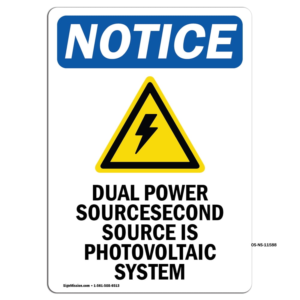 OSHA Notice Signs - Dual Power Source Sign With Symbol | Decal ...