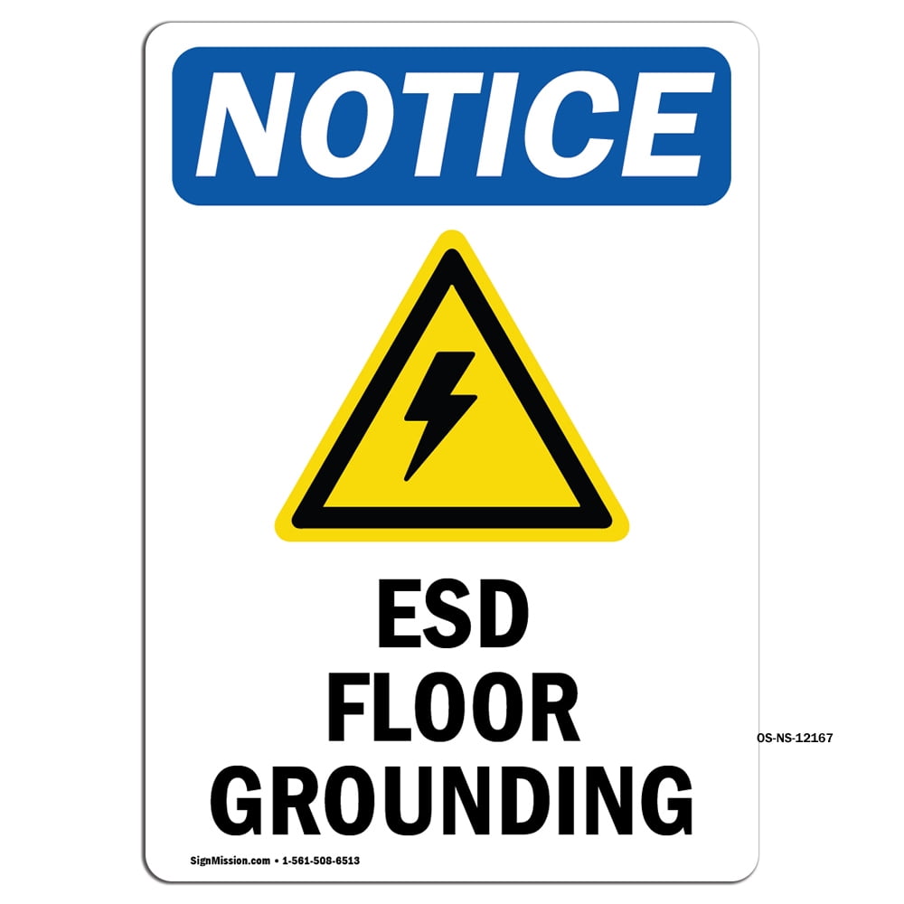 OSHA Notice Signs - ESD Floor Grounding Sign With Symbol | Decal ...