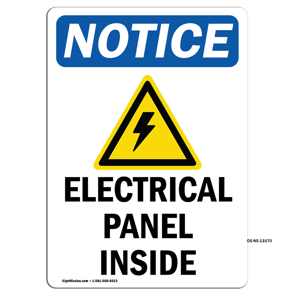 OSHA Notice Signs - Electrical Panel Inside Sign With Symbol | Decal ...