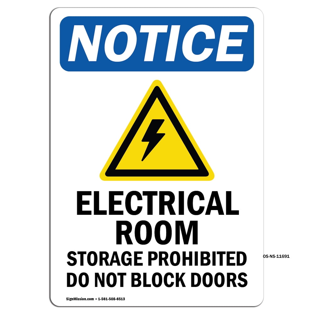 OSHA Notice Signs - Electrical Room Storage Sign With Symbol | Decal ...